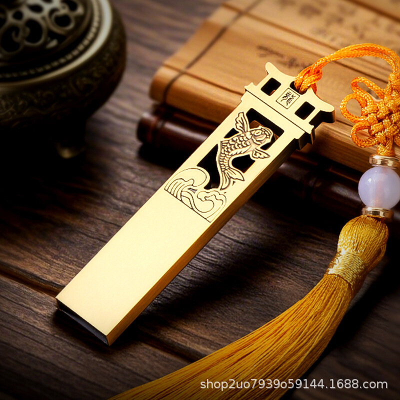 Металлическая USB-флешка в винтажном стиле с изображением кои, подарок для студентов, индивидуальная гравировка логотипа, высокоскоростная USB-флешка, USB-флешка с мультяшным дизайном, возможность персонализации.