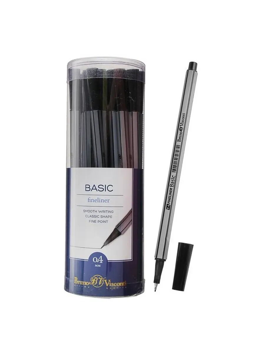 Ручка капиллярная Basic FINELINER, 0.4 мм, стержень черный