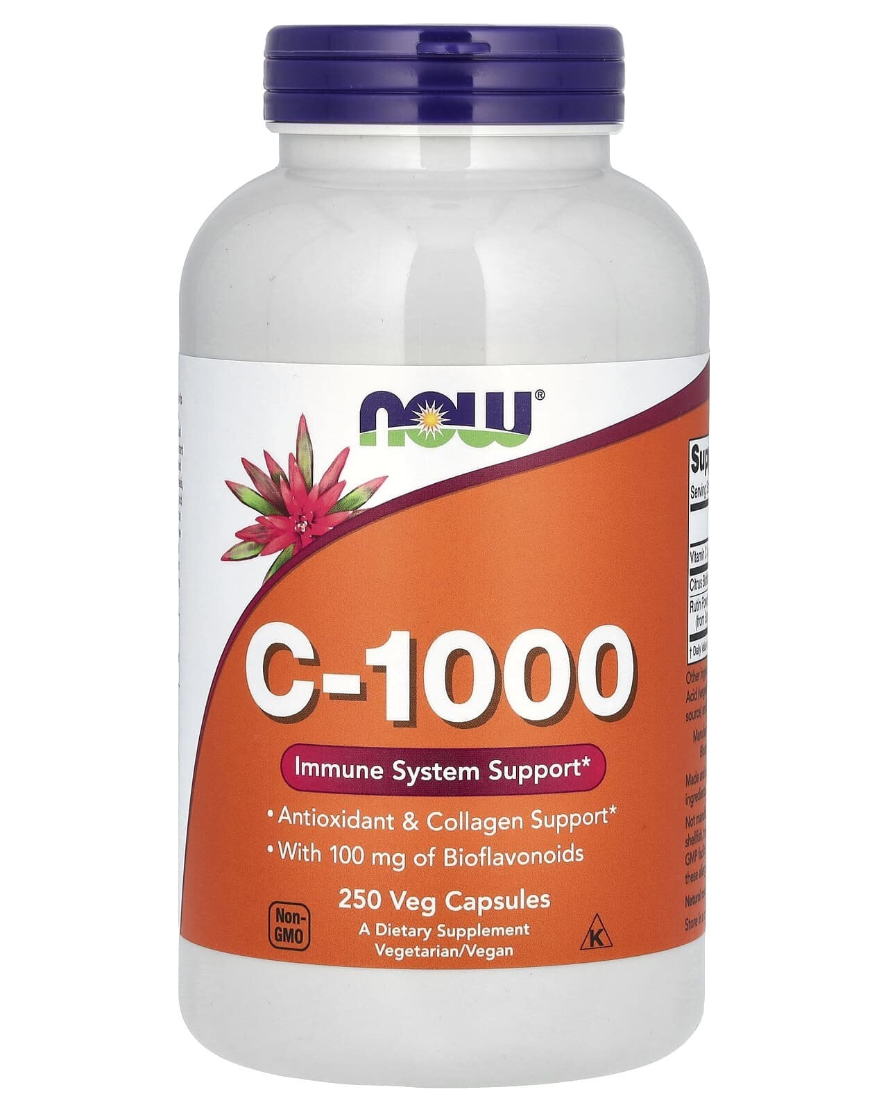NOW Foods Vitamin C-1000 with Bioflavonoids, Витамин С-1000 с биофлавоноидами 100 мг 250 вегетарианских капсул
