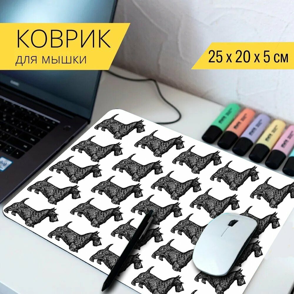 Коврик для мыши с принтом "Скотч-терьер собаки обои Шотландский терьер обои фон шотландский терьер собака собаки Скотти Scotties фон обои бумага искусства иллюстрации." 25x20см.