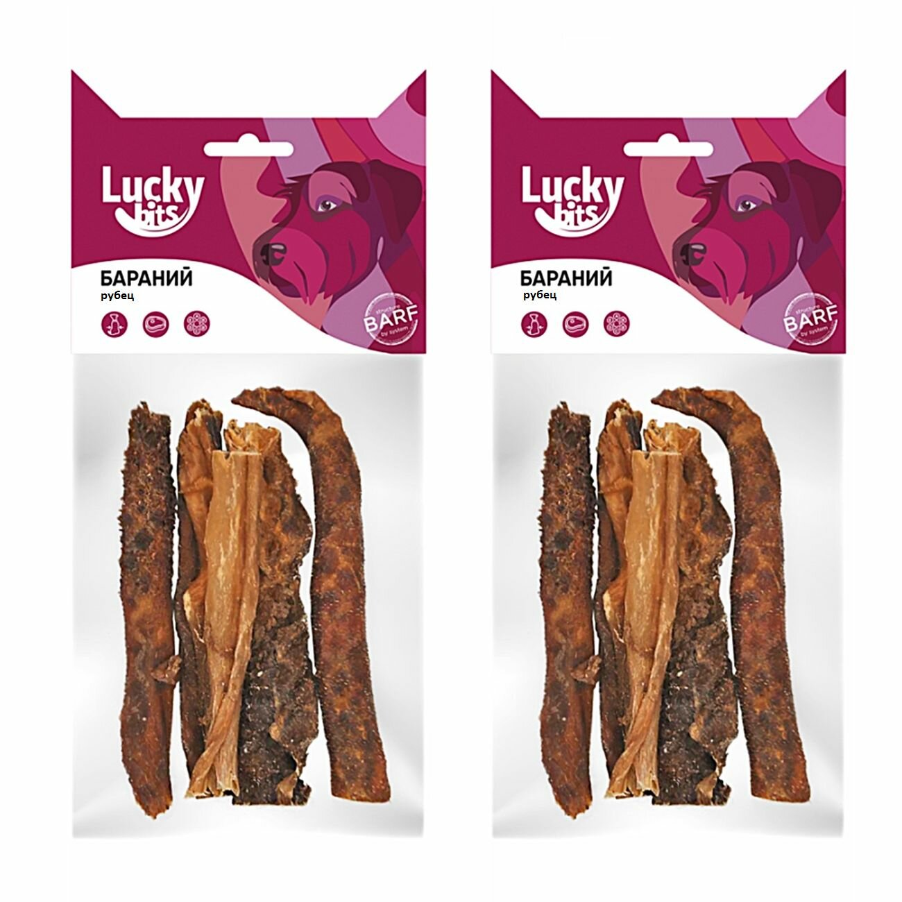 Lucky bits Бараний рубец лакомство для собак 40г (2штуки)