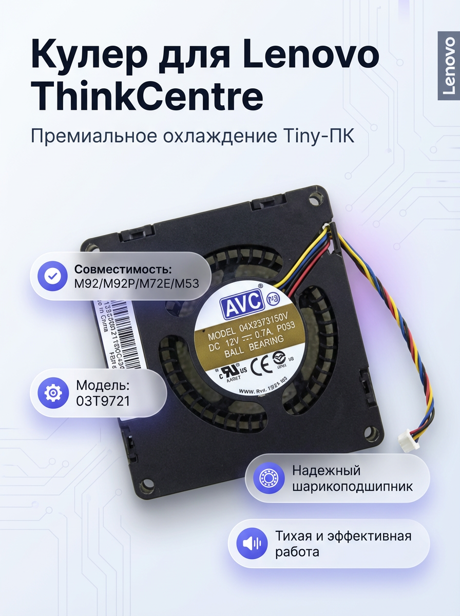 Вентилятор (кулер) для системного блока Lenovo ThinkCentre Tiny M92, M92P, M72E, M53 03T9721