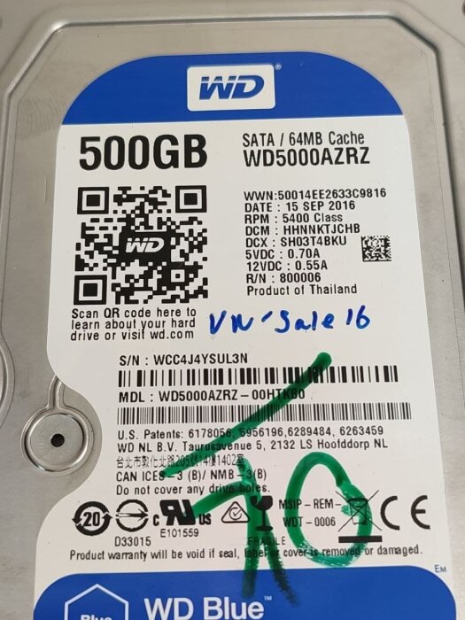 Жесткий диск 3.5" 500Gb Sata WD Green WD5000AZRZ
