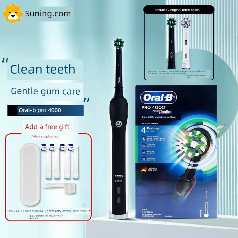 Электрическая зубная щетка Oral-B для взрослых P4000 с функцией глубокой очистки, 3D-звуковой технологией и круглой