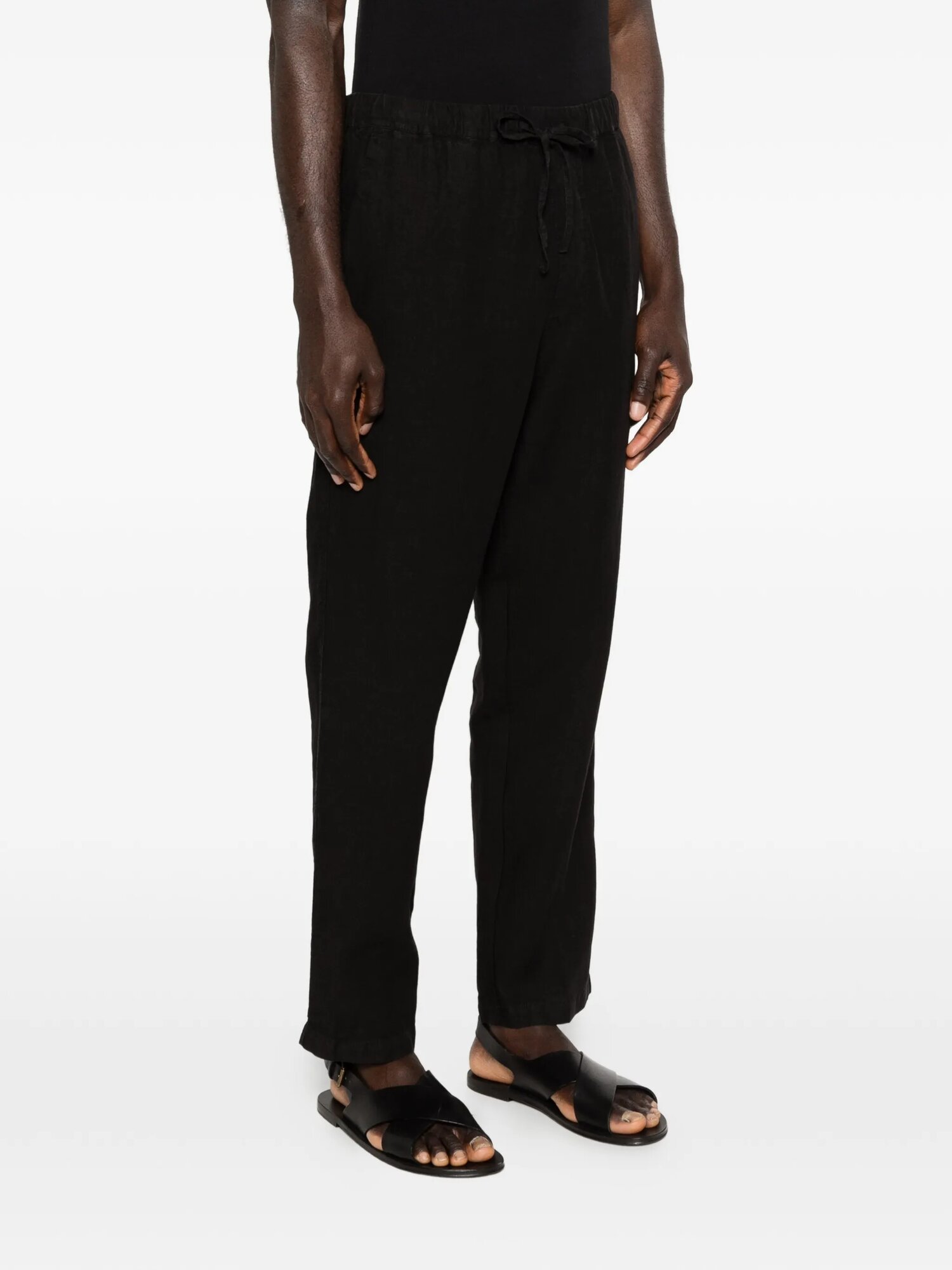 Брюки 120% LINO Drawstring trousers, размер 52, black/black — фото 1