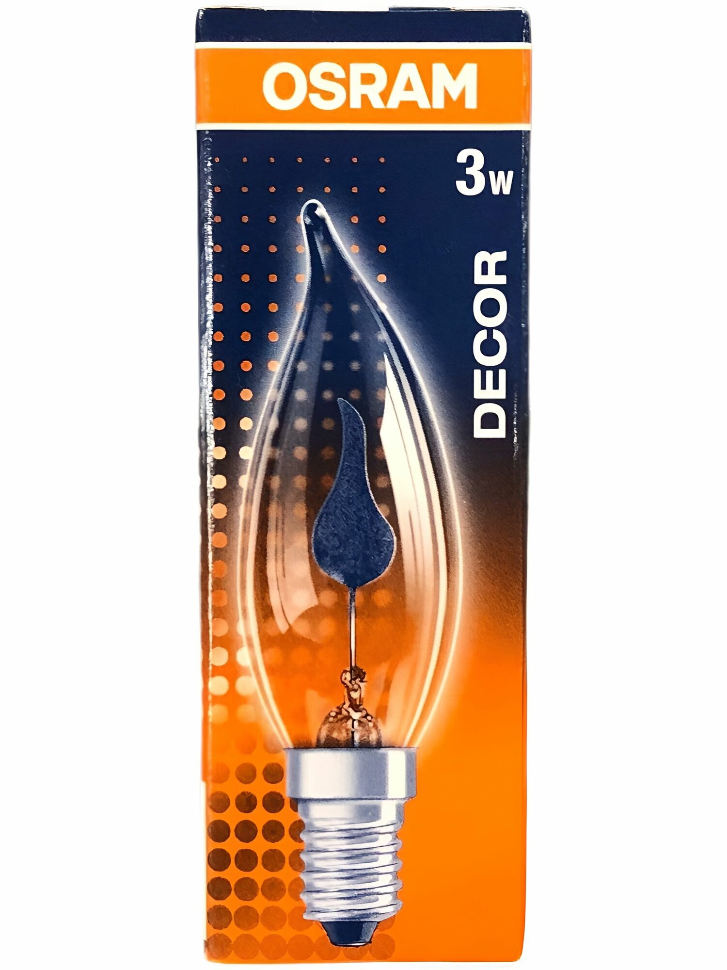 Лампа Osram свеча накаливания Е14 3W Decor Мерцающий огонь