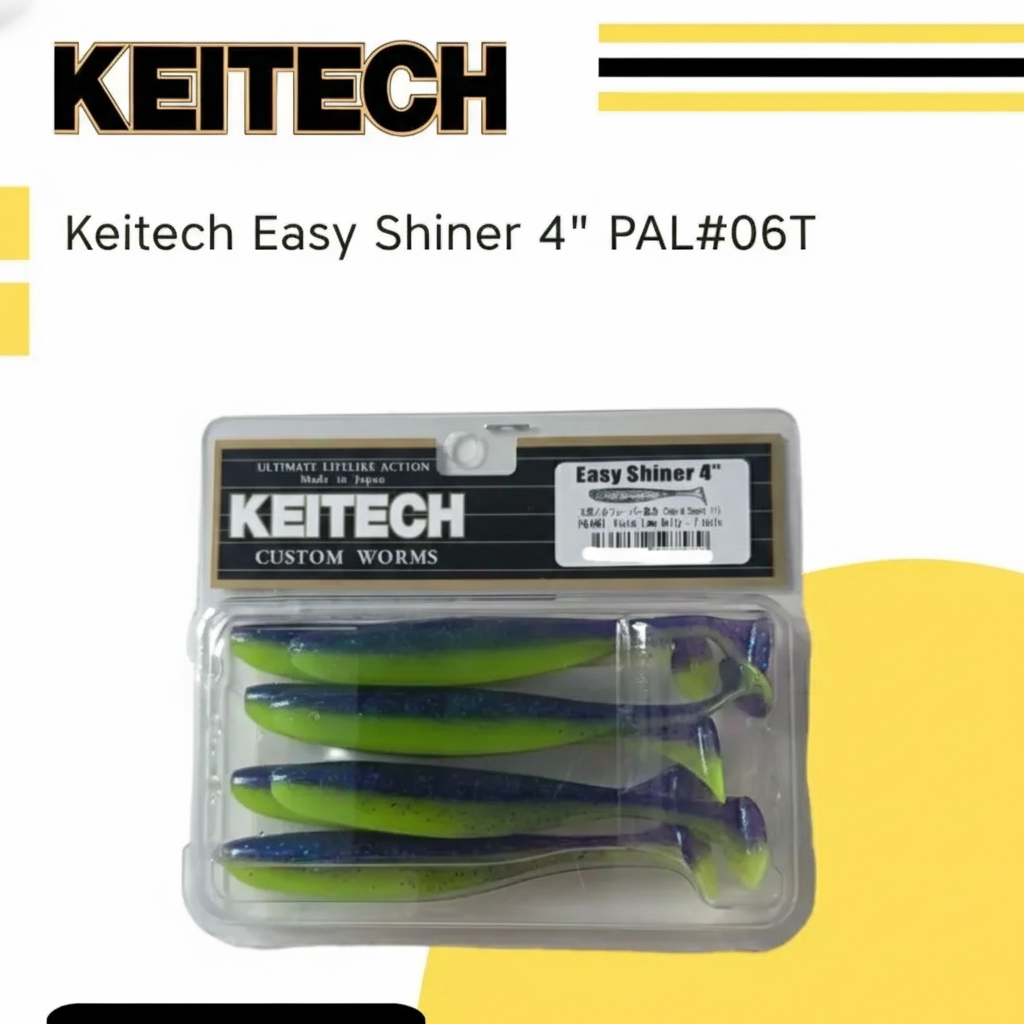 Силиконовая приманка Keitech Easy Shiner 4 PAL#06T Violet Lime Belly 97589