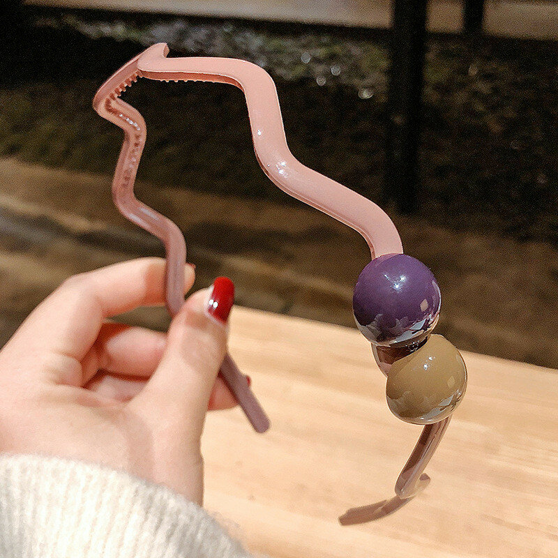 Аксессуар для волос корейский стиль акриловая повязка для девочек с элегантным круговым дизайном розовая