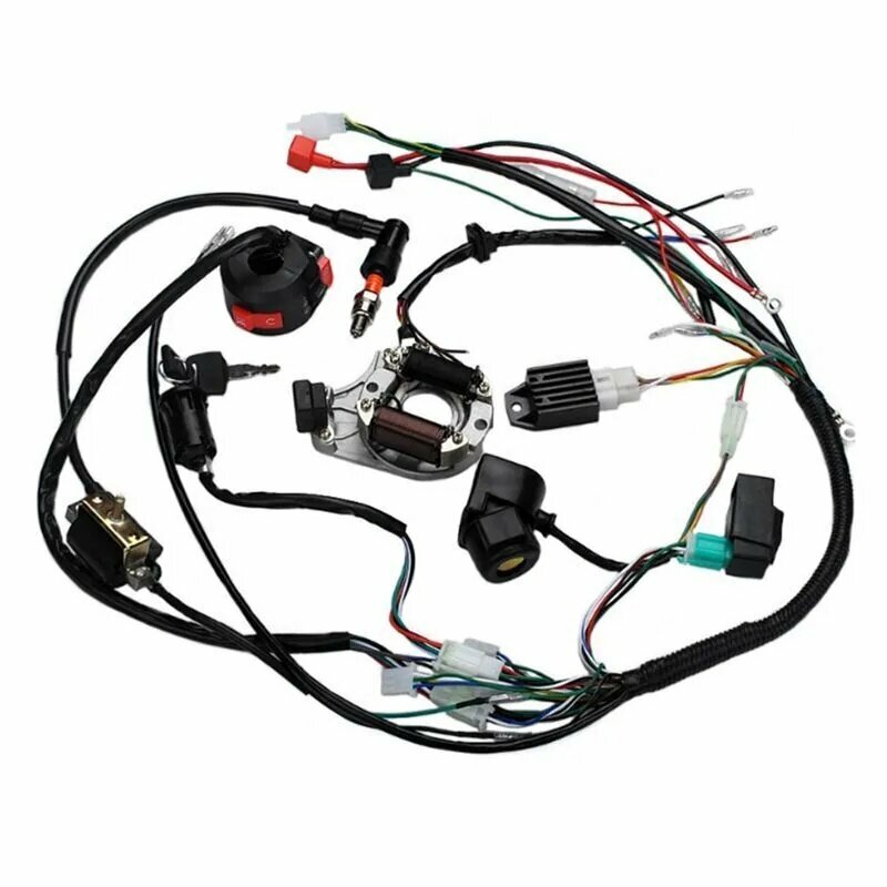 Для мотоцикла ATV Quad Pit Bike 50 70 90 110 125Cc Жгут проводов Полный жгут электрики CDI STATOR