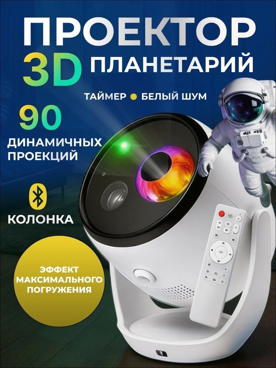 Ночник-проектор "Звездное небо" голографический 3D Галактика