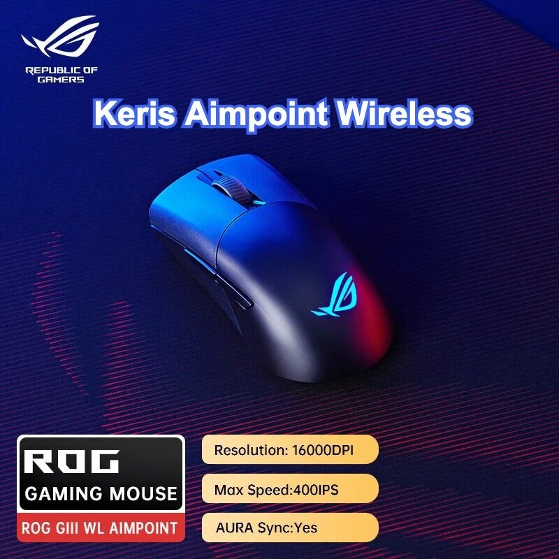 ASUS ROG keris Беспроводная игровая мышь AimPoint 36k Sensor Bluetooth с тремя режимами работы, вес которой составляет 75 г