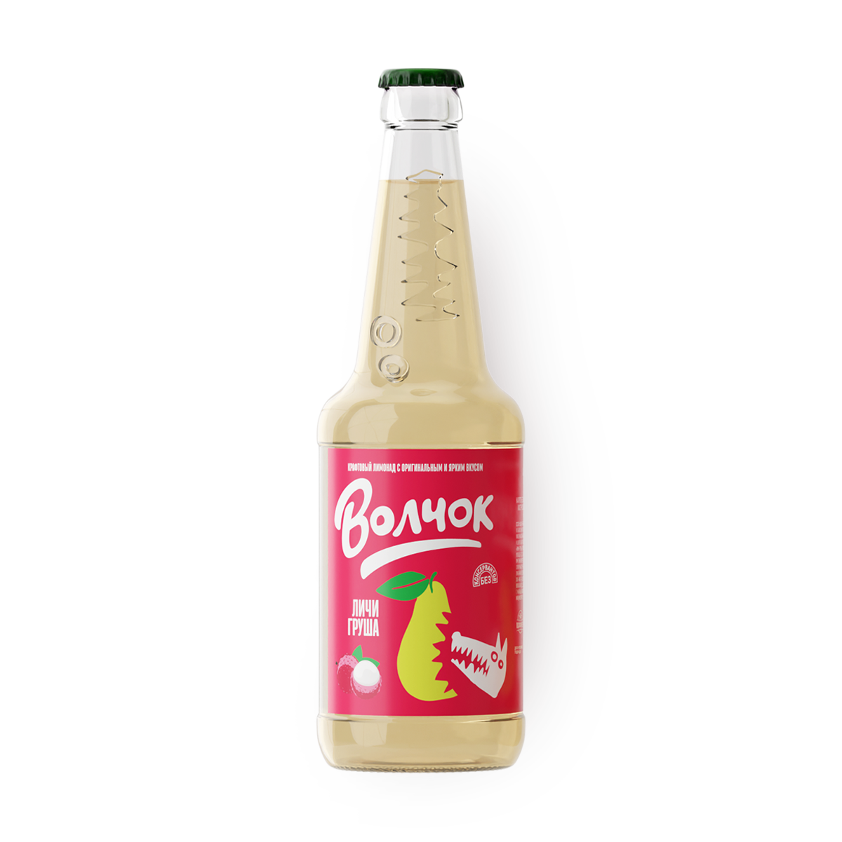 Лимонад Волковская Пивоварня "Волчок", личи-груша, газированный, 0,45 л