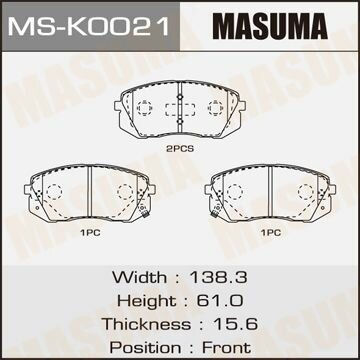 Колодки передние HYUNDAI IX35 MASUMA MS-K0021
