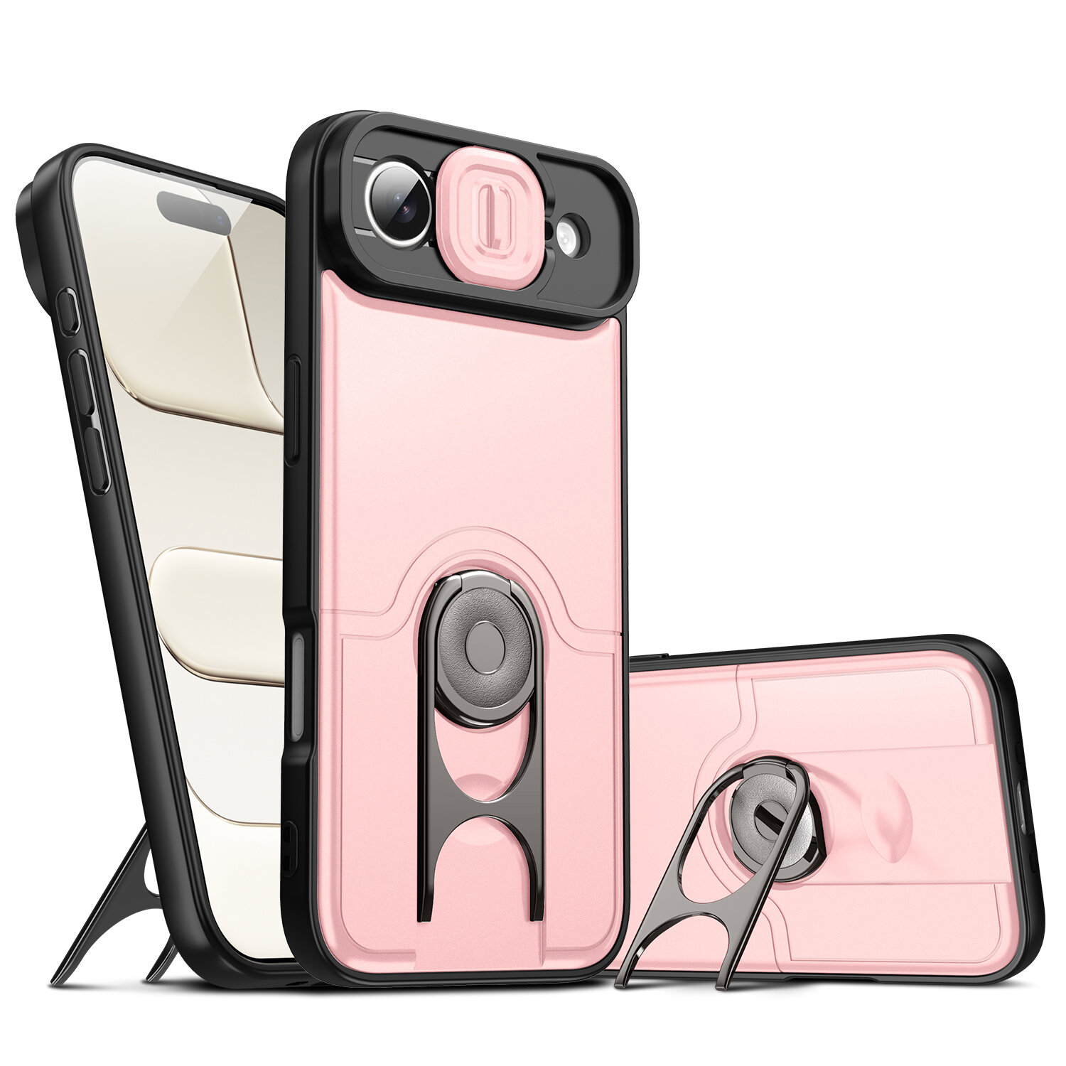 Чехол Для Apple iPhone 17 Air / Айфон 17 Air, soft touch, чехол-кардиомонитор, поликарбонат (PC), защита камеры, ударопрочный, встроенная подставка, усиленные углы, Apple, Apple iPhone 17 Air , pink,