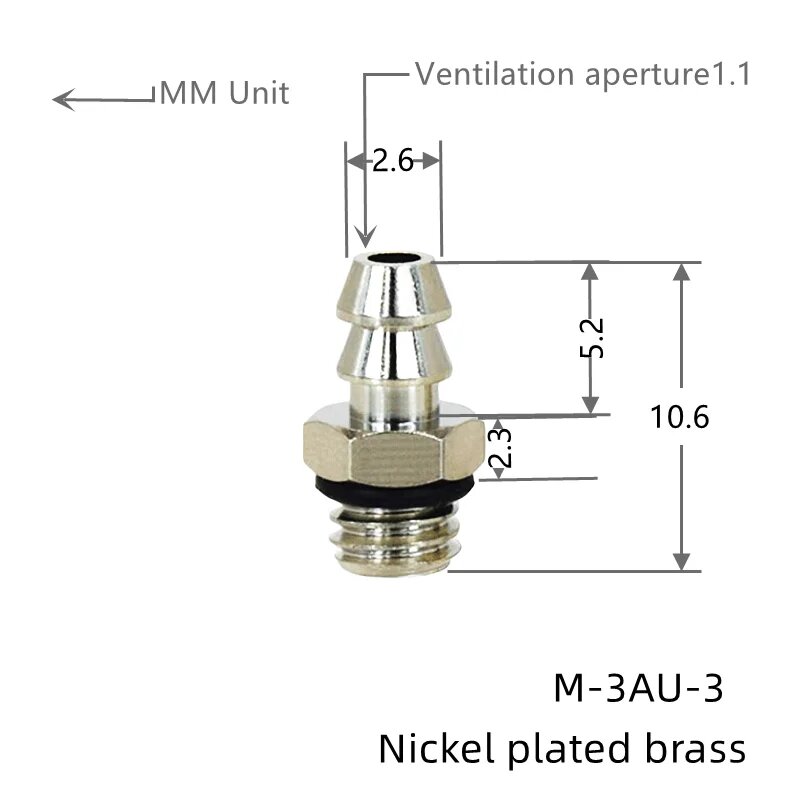 Пневматический фитинг M-3AU-3, цвет: M-3AU-3(3-M3) copper