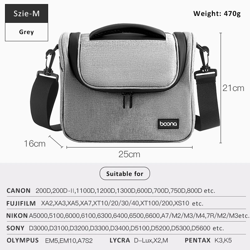 Сумка для фотокамеры boona Szie-M Grey-M 25x16x21см