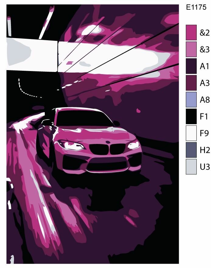 Детская картина по номерам E1175 "Арт гоночной машины BMW" 20x30