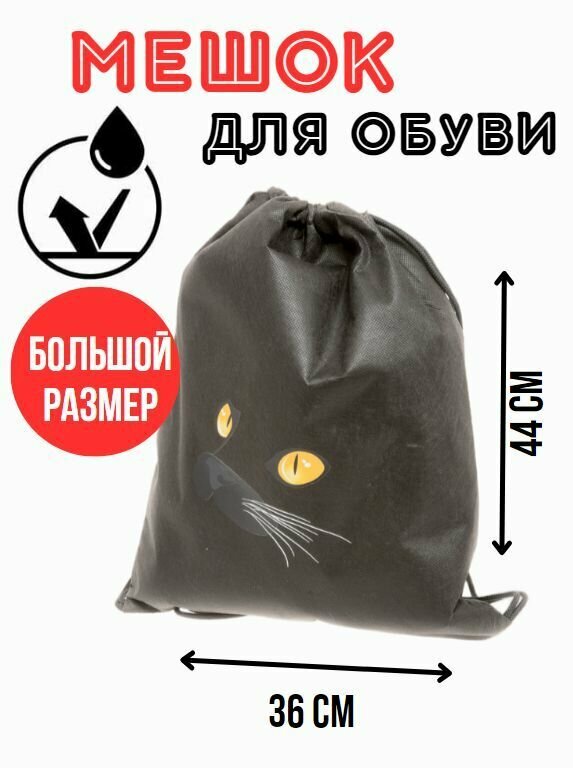 Мешок для сменной обуви и одежды Желтые глаза (черный)