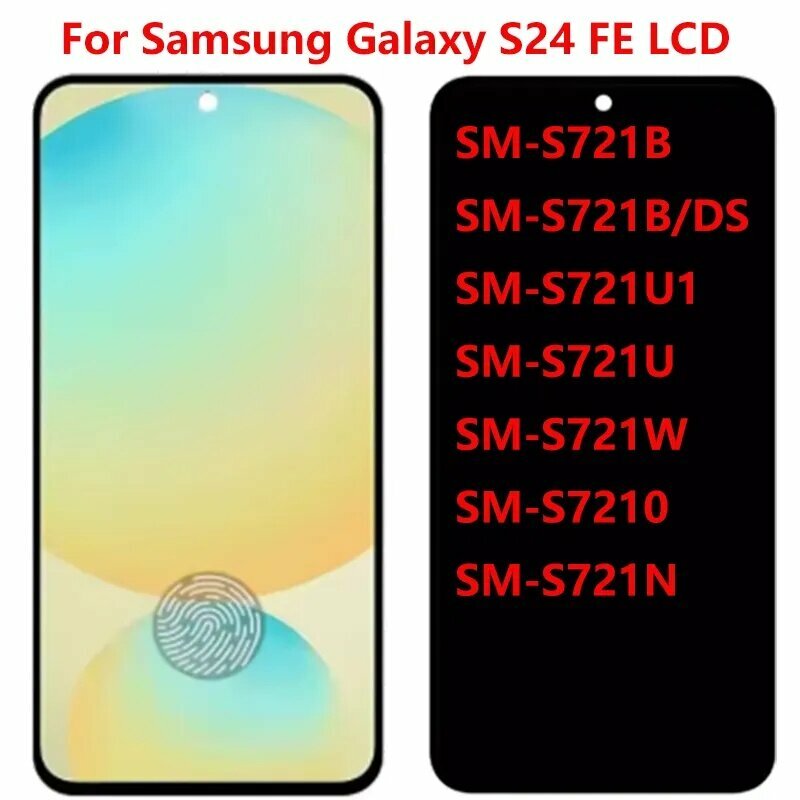 6,7-дюймовый AMOLED-экран S24FE черного цвета с рамкой для Samsung Galaxy S24 FE SM-S721B S7210, ЖК-дисплей, сенсорный экран, дигитайзер, запчасти для замены и ремонта.