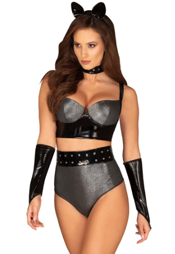 57628 Obsessive Silveria сostume, серебристо-черный. Костюм страстной кошечки. Размер S-M