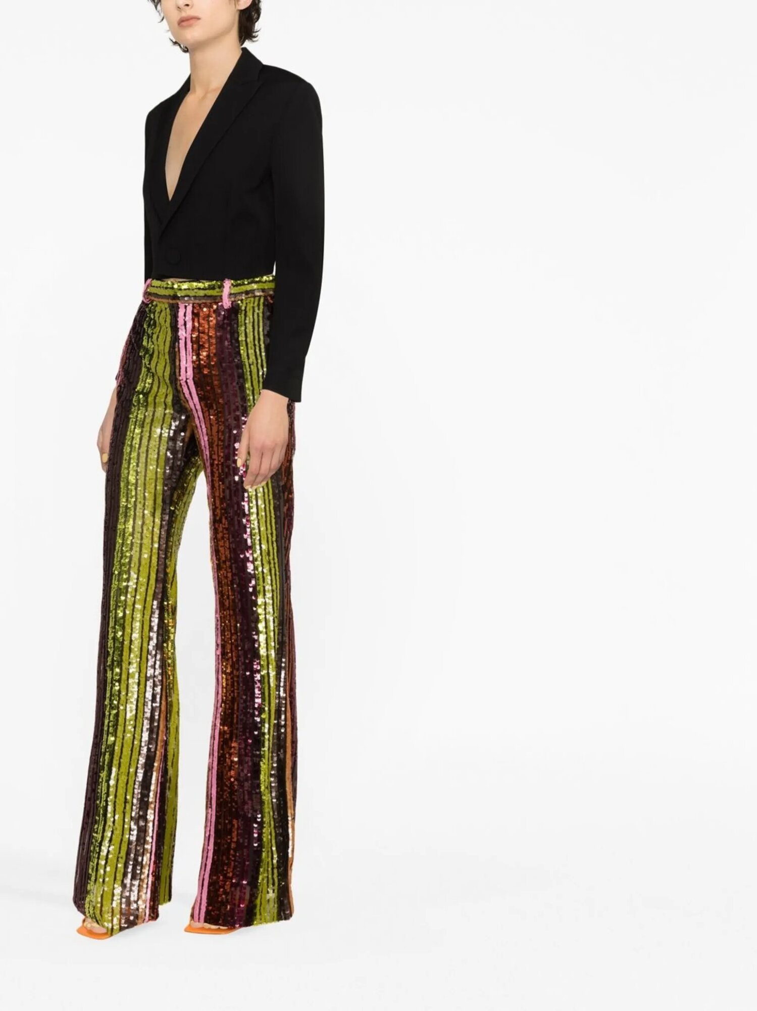 Брюки DSQUARED2 Striped sequin flared trousers, размер 42, orange — фото 1