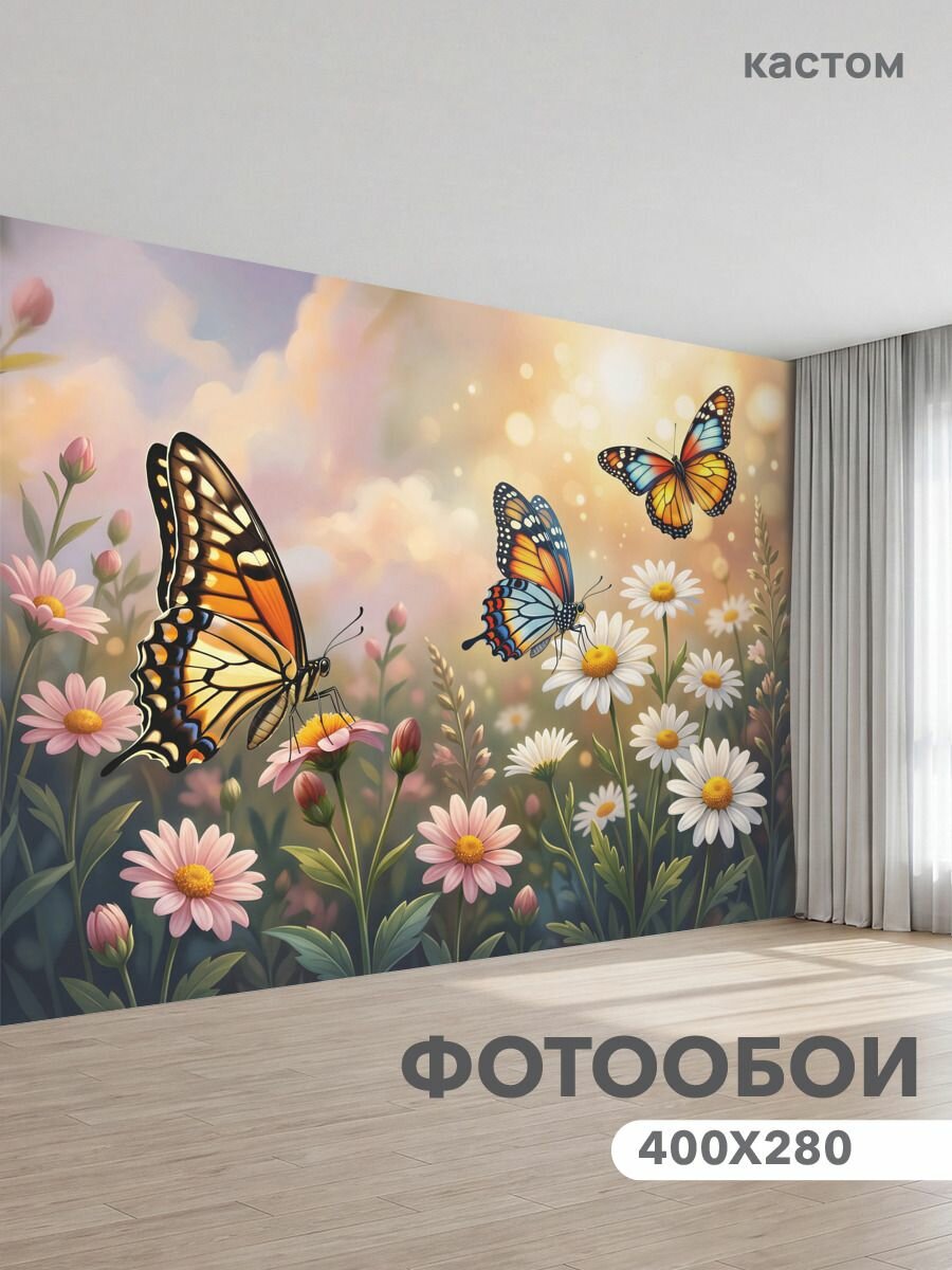 Фотообои на стену флизелиновые 3d Бабочки 400х270 см