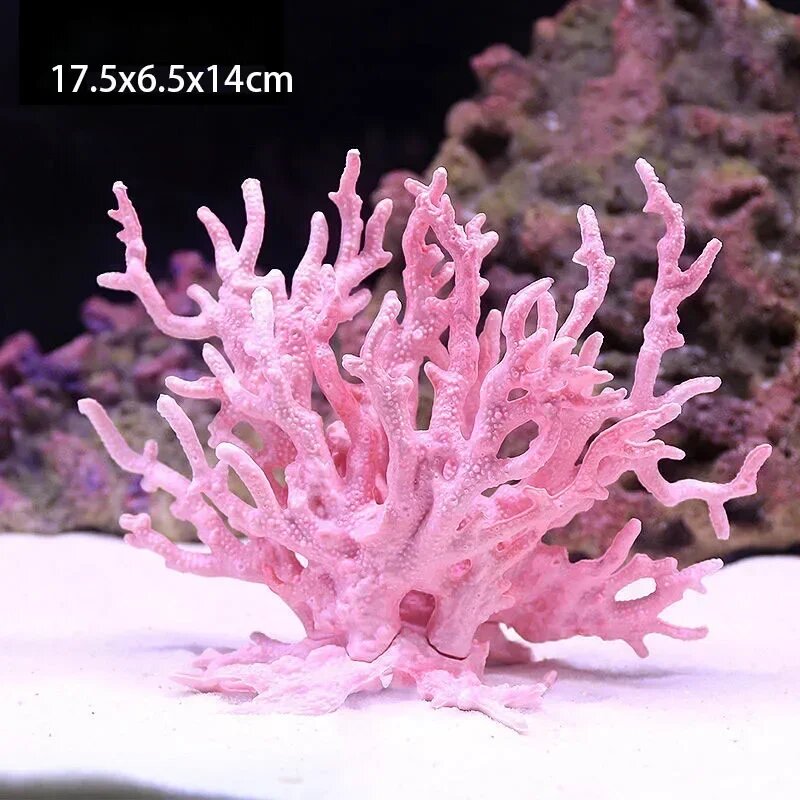 Мини коралловый микропейзаж из смолы для аквариума Розовый, Pink Coral
