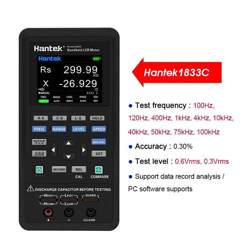 Портативный цифровой LCR метр Hantek 1833C
