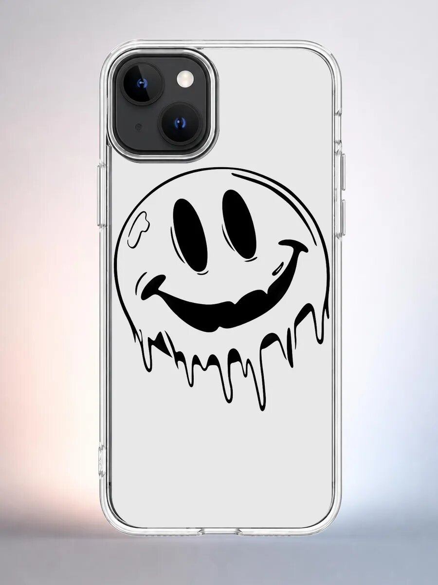 Чехол iPhone 14 тающий смайл силиконовый прозрачный