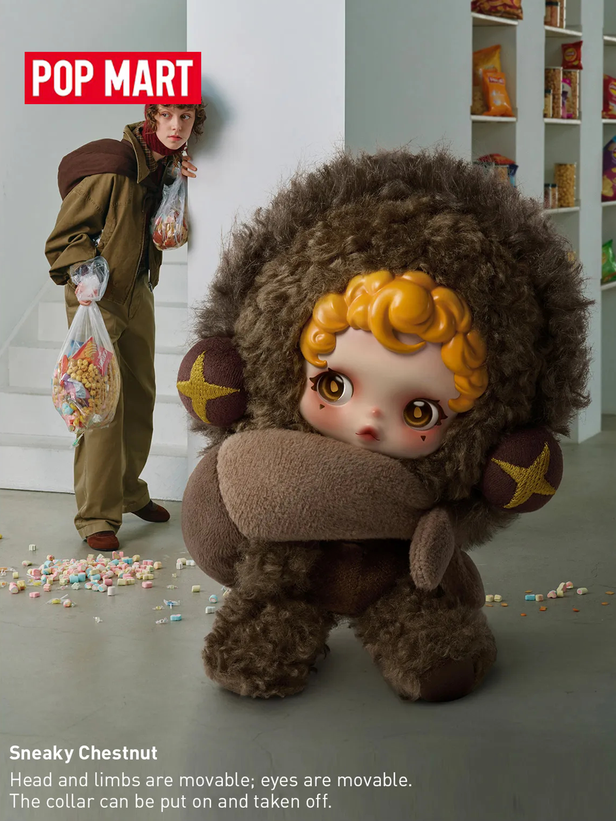 Коллекционная фигурка Слепая коробка POP MART SKULLPANDA You Found Me! Series Plush Doll Pendant-Sneaky Chestnut,13.5 cm
