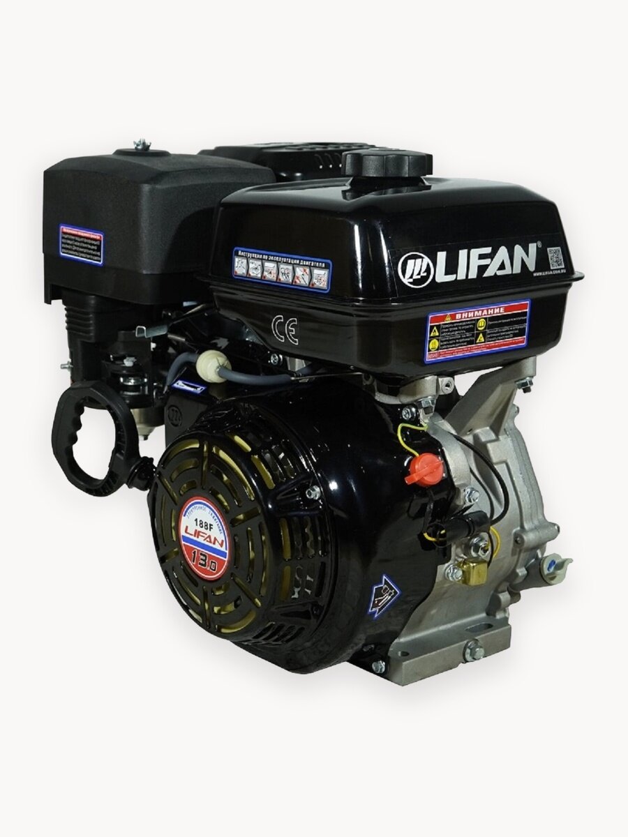 Двигатель бензиновый Lifan 188F ручной стартер (13 л. с, горизонтальный вал 25 мм)