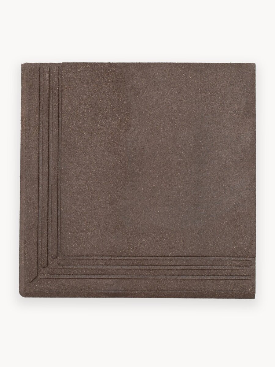 Ступень плитка на крыльцо угловая Берлин для лестниц WeEco коричневая, 1 шт.