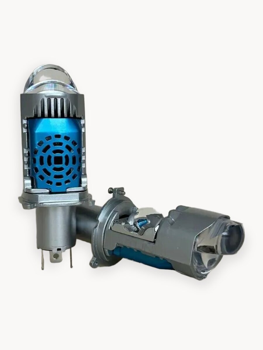 Мини-линза автомобильная F50B-H4, светодиодная, 2шт, серебристая