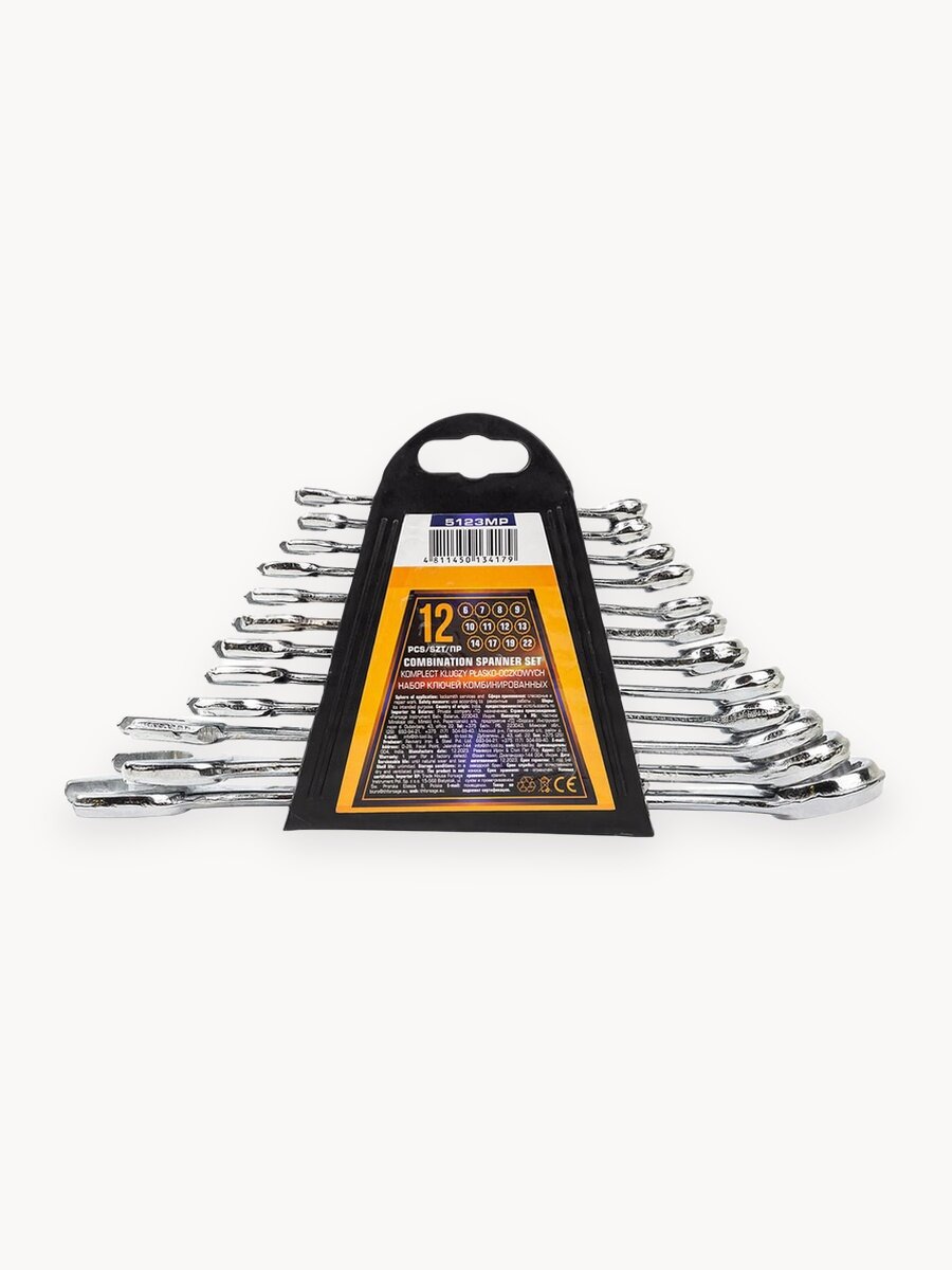 Ключи комбинированные MEGATOOLS набор 12 предметов в пласт. держателе, для различных задач