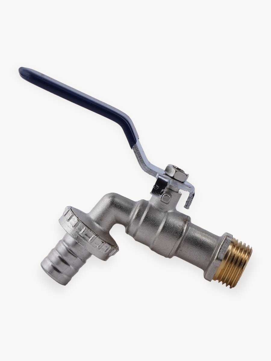 Кран шаровой никелированный с носиком под шланг 1/2", муфтовый