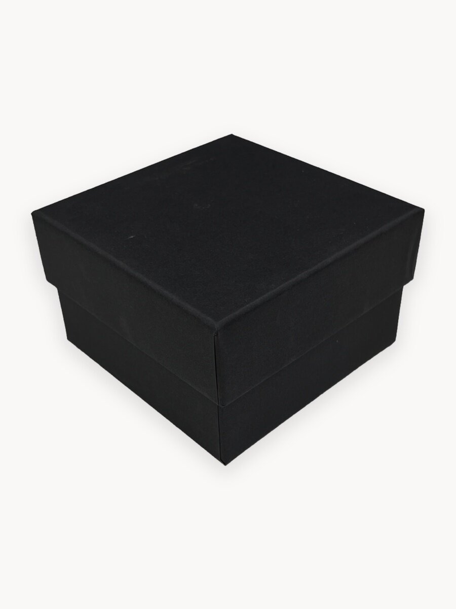 Подарочная коробочка черная 95X95X60 с бумажным наполнителем и лентами в комплекте