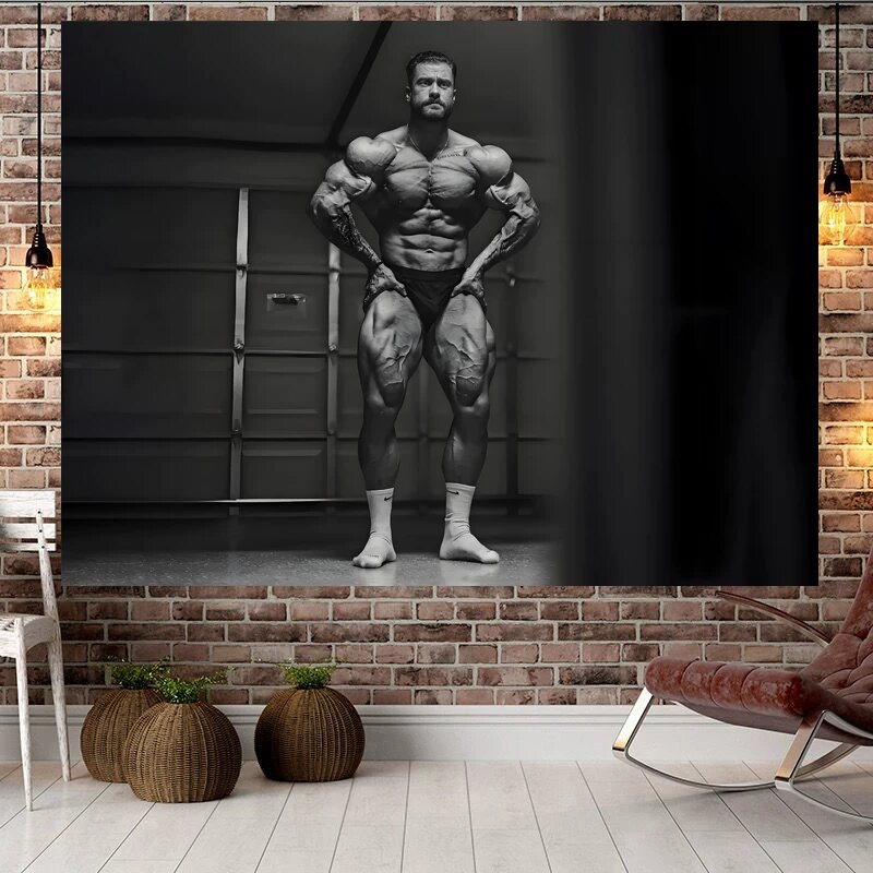 Декор стеновой Muscle Guy 1.5м x 2.0м из ткани с установочным набором и звездными огнями