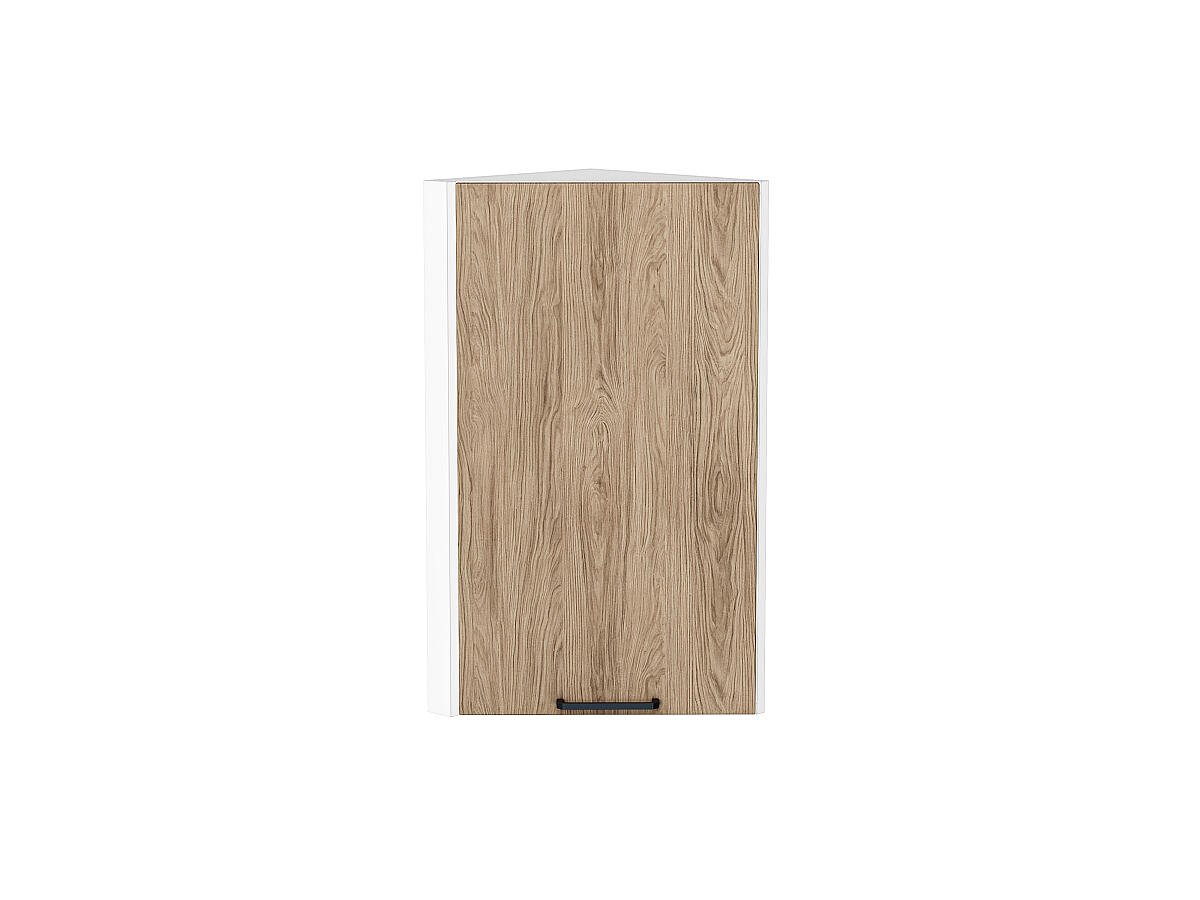 Шкаф верхний торцевой Флэт, цвет фасада Natural Casella Oak 2S, цвет каркаса Белый, 716*300*306 (В*Ш*Г) мм