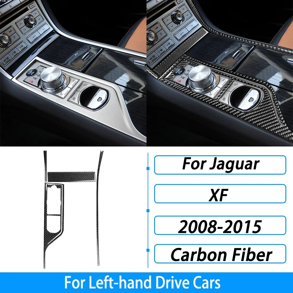 Для Jaguar XF 2008-2015 углеродное волокно, центральная консоль, переключение передач, 5