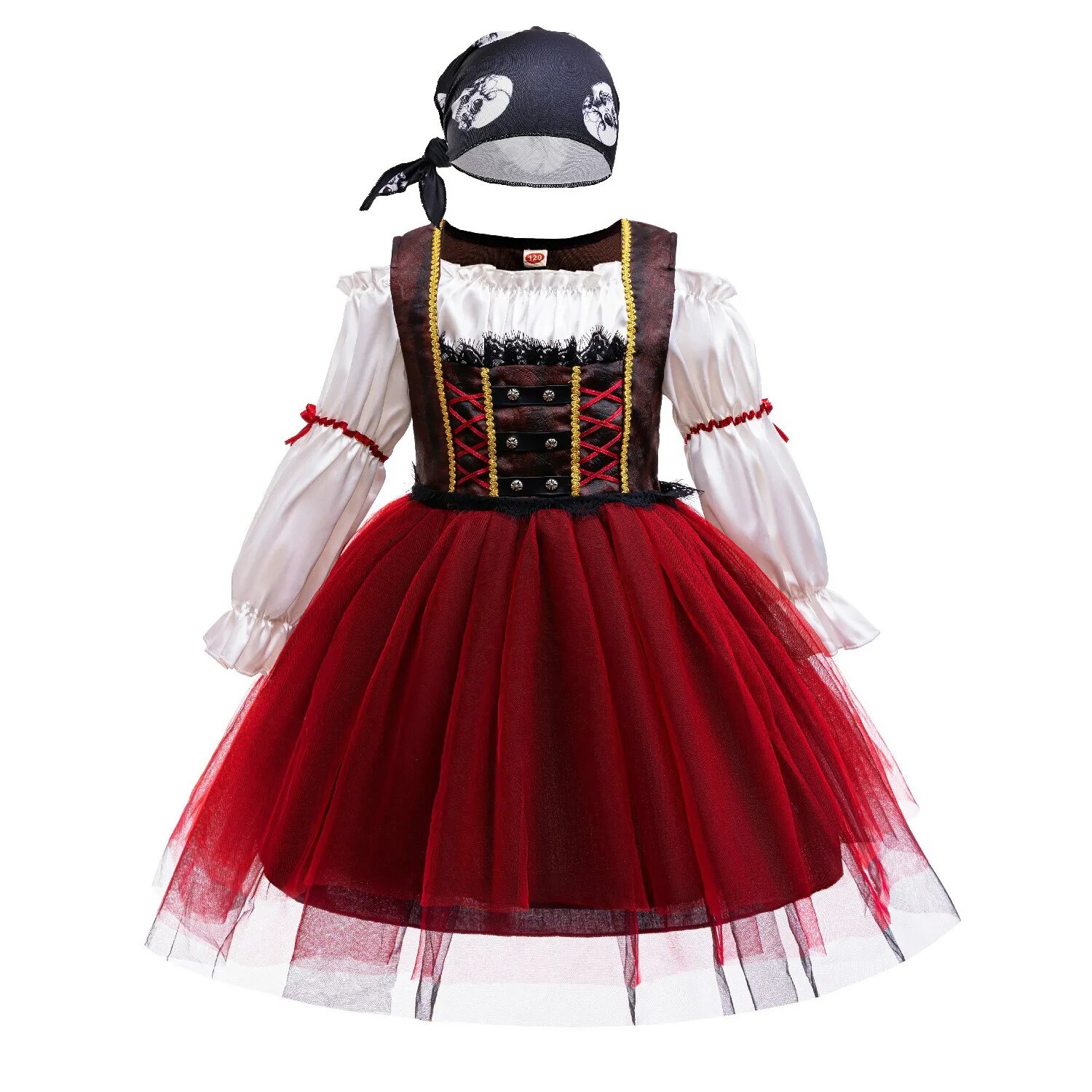 Пиратский костюм для девочки 120(4T), красное платье