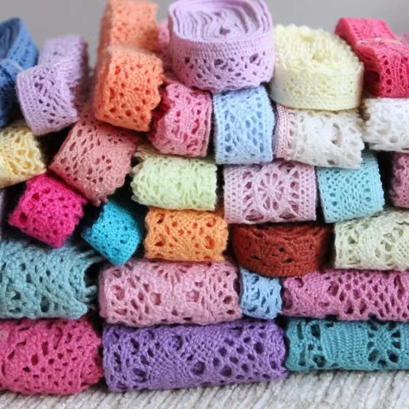 Кружевная тесьма ABEI 1-3,5 см, 10 ярдов, разноцветная, хлопковая