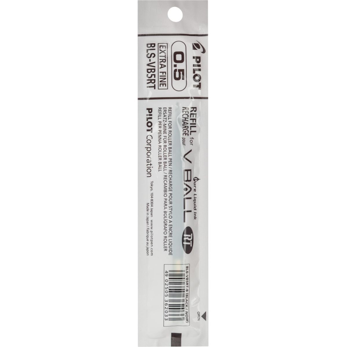 Стержень для роллеров Pilot BXS-V5RT, 111мм (черный, 0.25мм, для ручки Hi-Tecpoint V5 RT) 1шт. (BXS-V5RT-B)