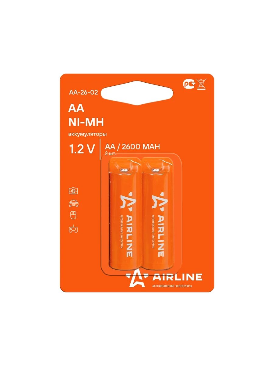 Батарейка AA HR6 аккумулятор Ni-Mh 2600 mAh 2 шт, арт. AA-26-02