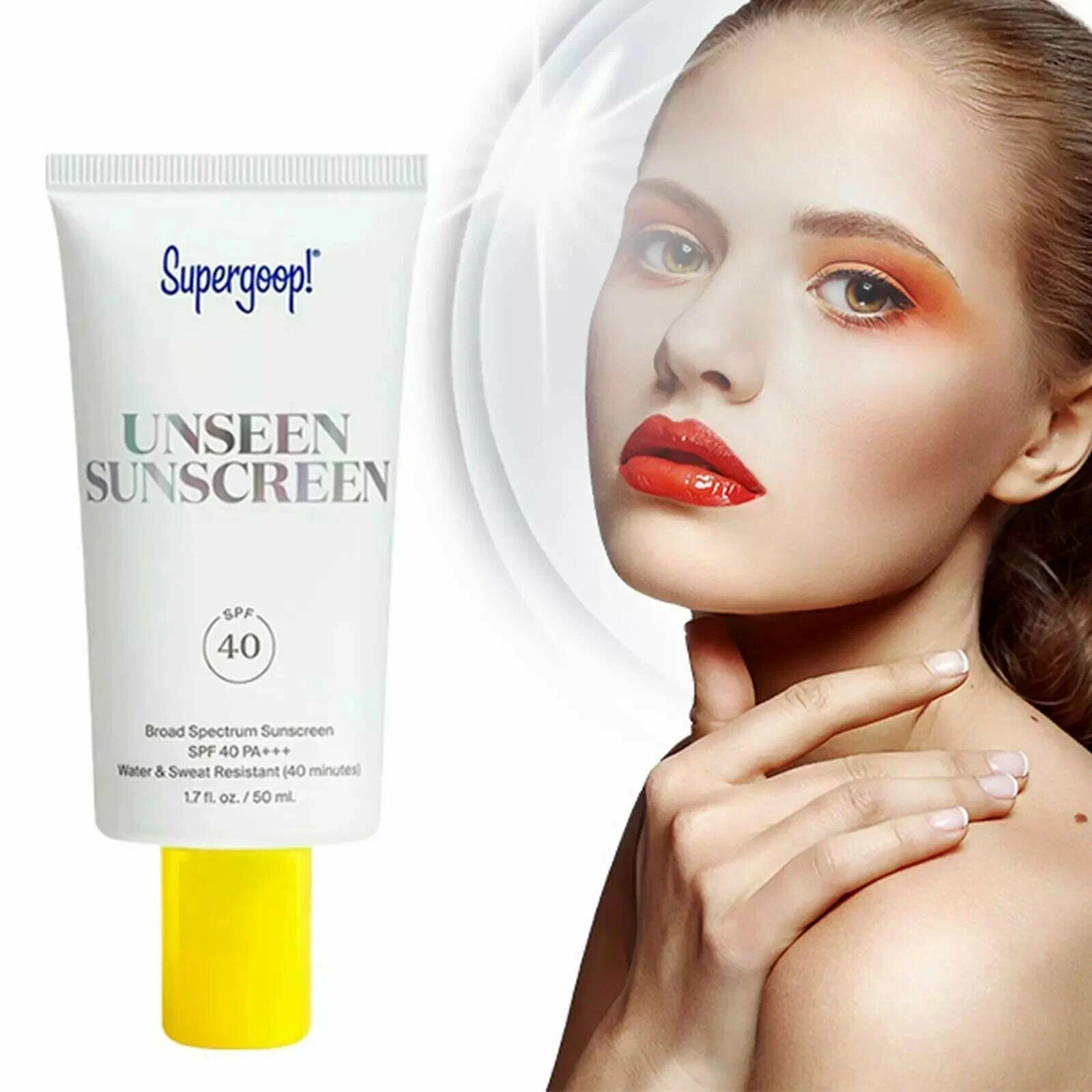 Мощный солнцезащитный крем Supergoop! Unseen Sunscreen Эффективный солнцезащитный крем, изолирующий ультрафиолетовые лучиSPF40+ 50мл
