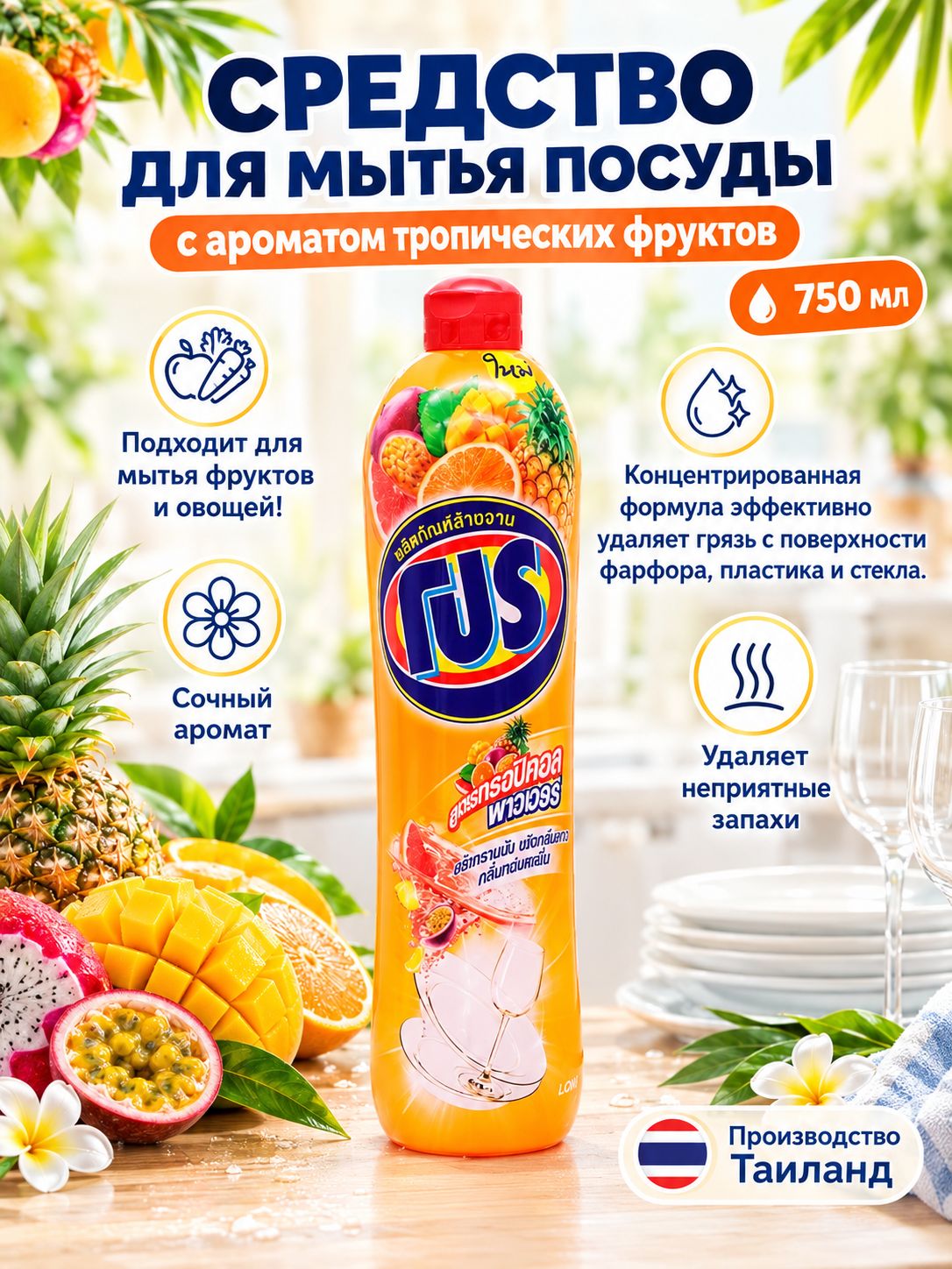Средство для мытья посуды Lion PRO Тропическая сила, 750 мл