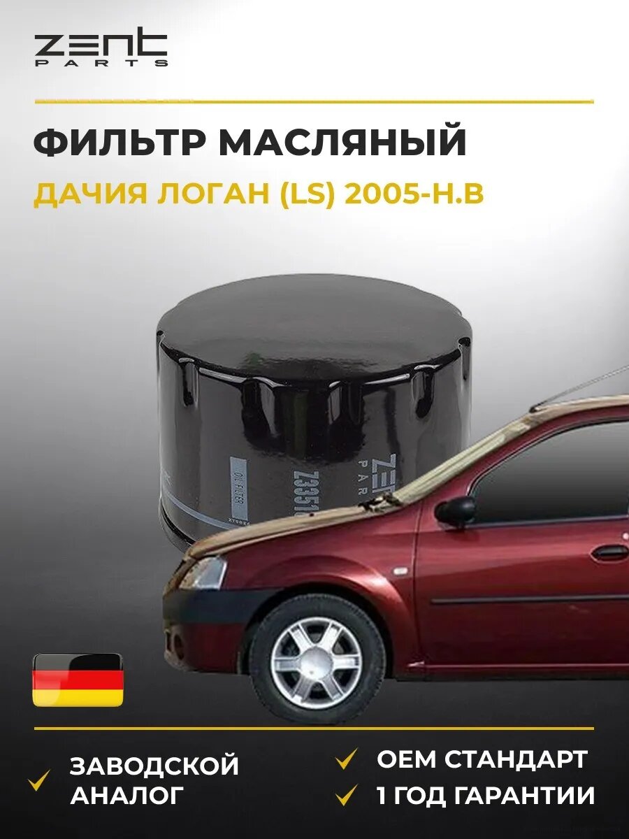 Фильтр масляный Zentparts Z33516 Дачия Логан Dacia Logan 2005-н. в.