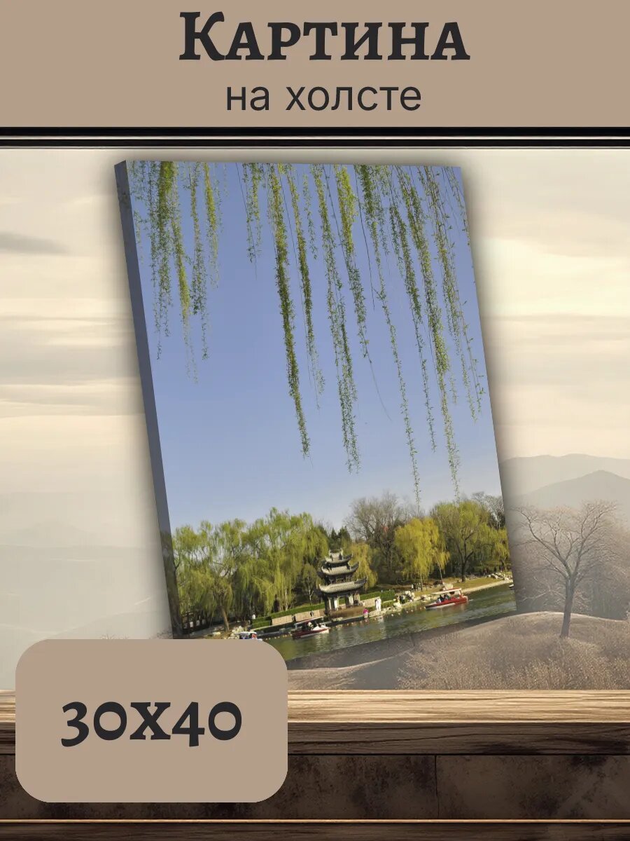 Картина Постер Китай China 30x40 пейзаж с пагодой