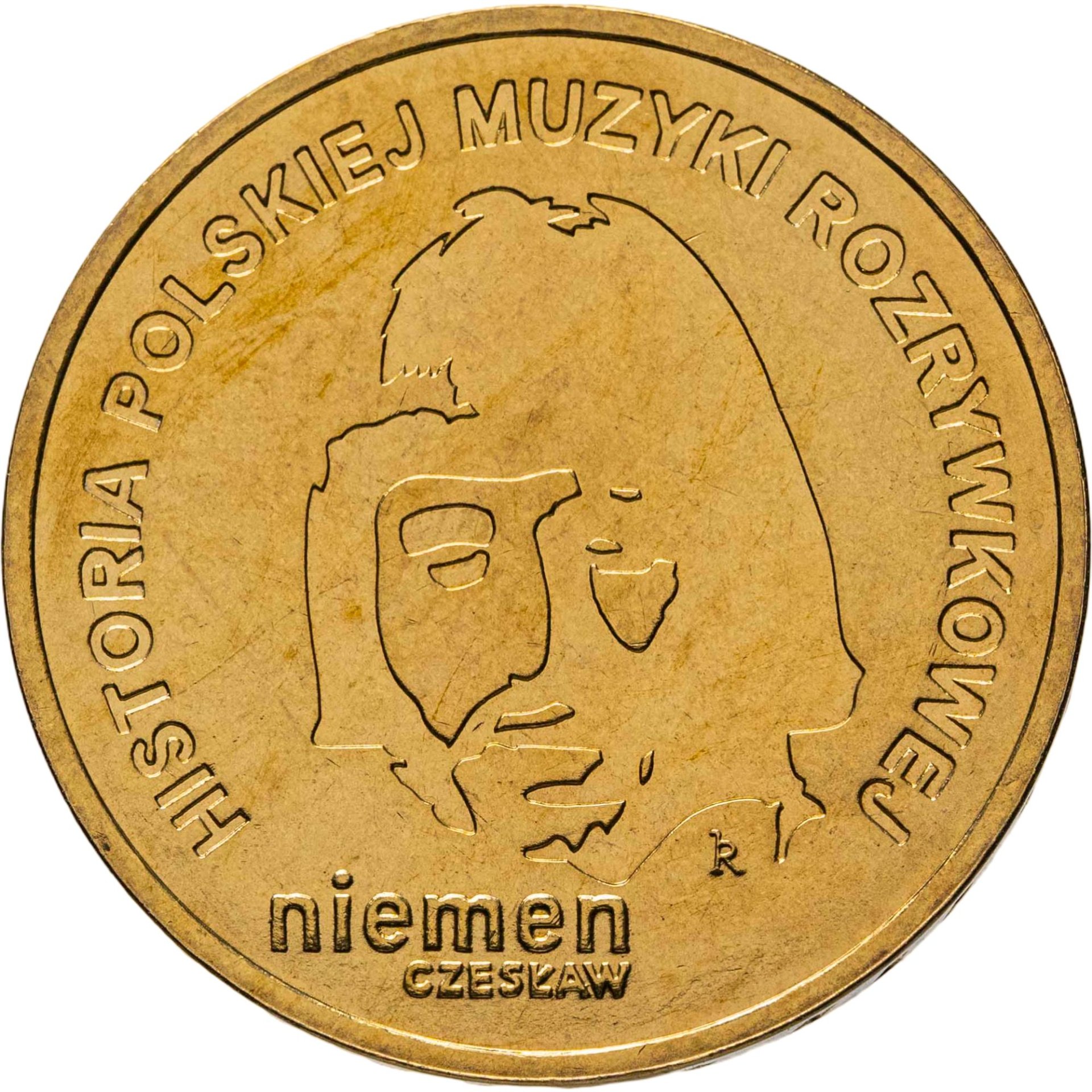 Польша 2 злотых 2009 "История польской музыки - Чеслав Немен", Латунь, в сохранности UNC