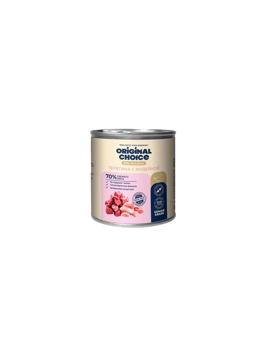 ORIGINAL CHOICE Консервы для собак мелких пород Elite Nutrition Adult Mini телятина с индейкой, 240 г