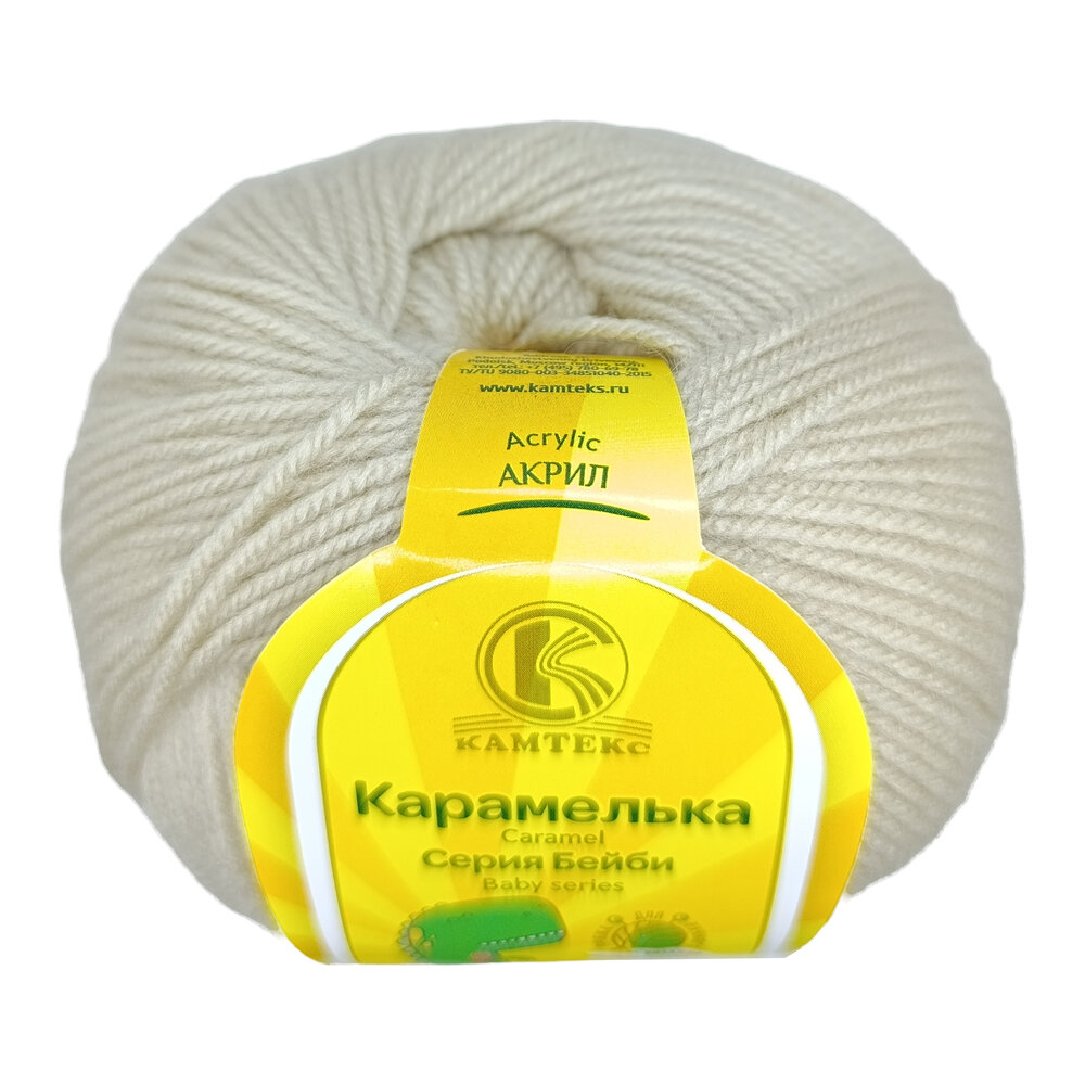 Пряжа для вязания Камтекс Карамелька 118 крем-брюле 50 гр/175 м 100% акрил